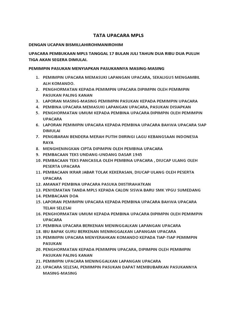 Tata Upacara MPLS | PDF