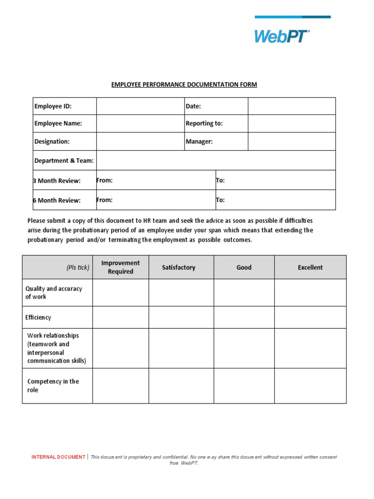 Employee Performance Review Form | PDF | Employment | Business