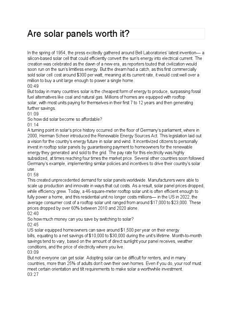 TED - Are Solar Panels Worth It | PDF | Solar Power | Photovoltaics