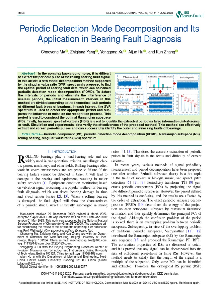 Periodic Detection Mode Decomposition and Its Application in Bearing ... Periodic Detection Mode Decomposition and Its Application in Bearing ...