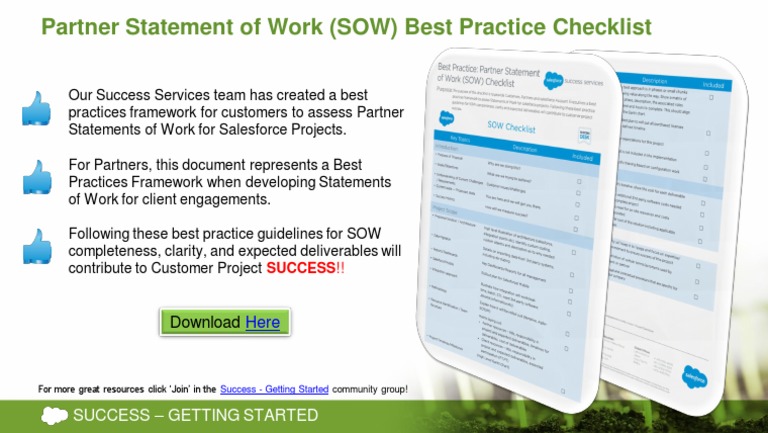 Getting Started Answer - Best Practice - SOW Checklist (Success ...
