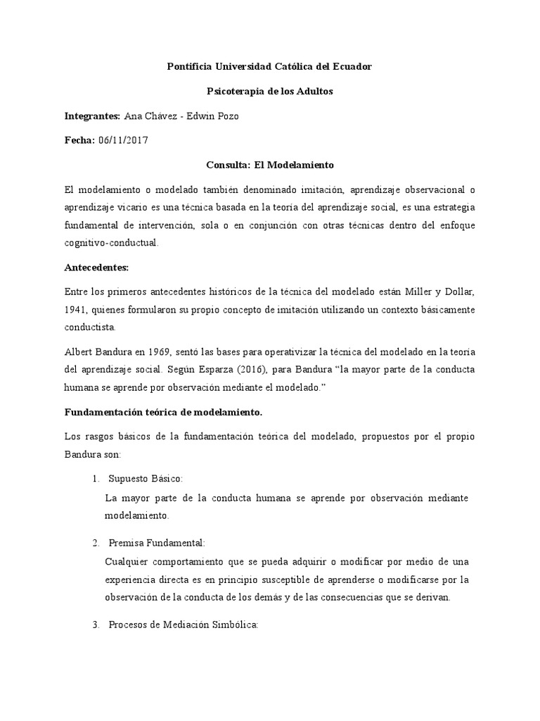 El Modelamiento | PDF | Aprendizaje | Comportamiento