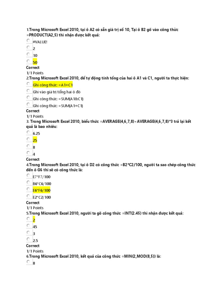 Đề bài tập: E7*F7/100, B6*C6/100, E6*F6/100, E2*C2/100