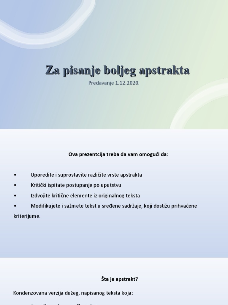 Za Pisanje Boljeg Apstrakta | PDF