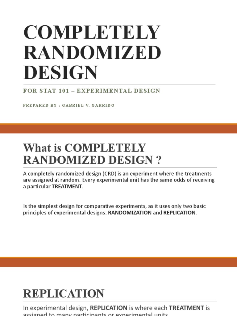 Completely Randomized Stat 101 | PDF | Analysis Of Variance | Design Of Experiments