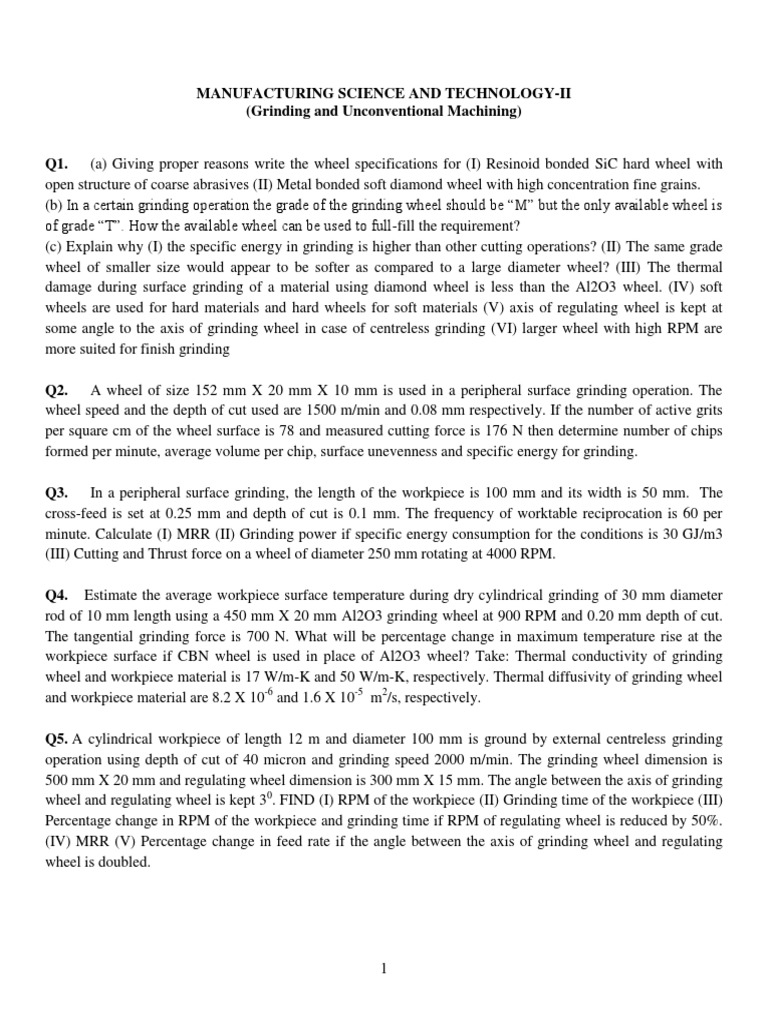 Grinding and Unconventional Machining | PDF | Grinding (Abrasive ...