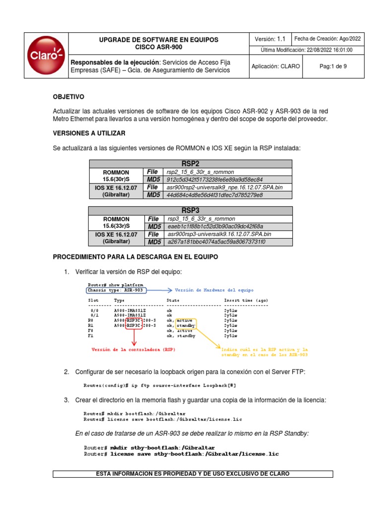 Upgrade de Software Cisco ASR-900 | PDF | Informática | Ingeniería ...