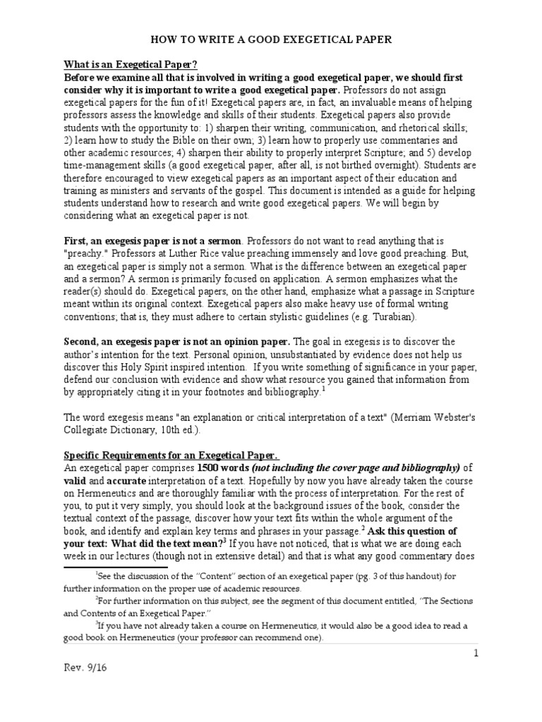Exegetical Paper Guide | PDF | Exegesis | Sermon