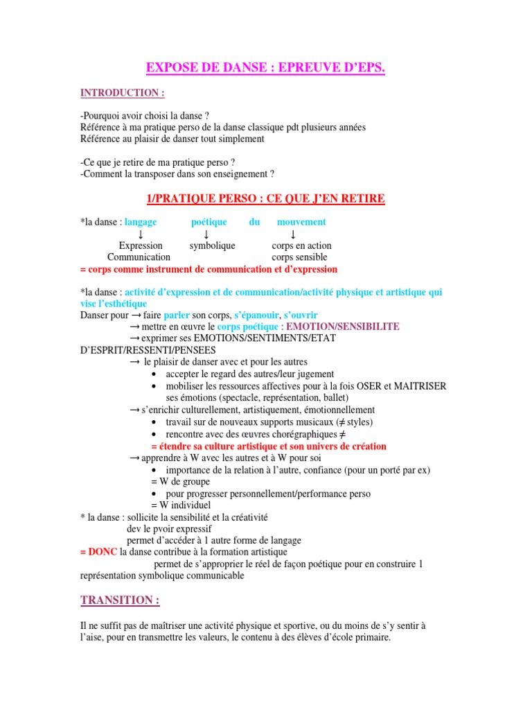 Expose de Danse | PDF | Danses | Émotions