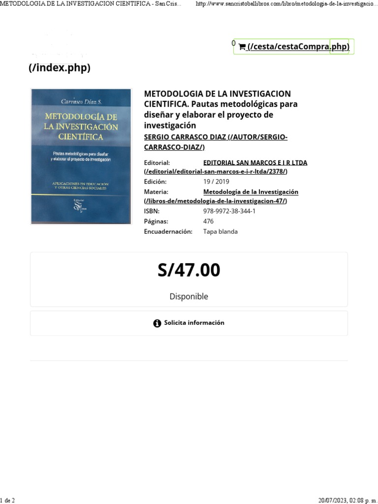 METODOLOGIA DE LA INVESTIGACION CIENTIFICA - San Cristobal Libros SAC ...