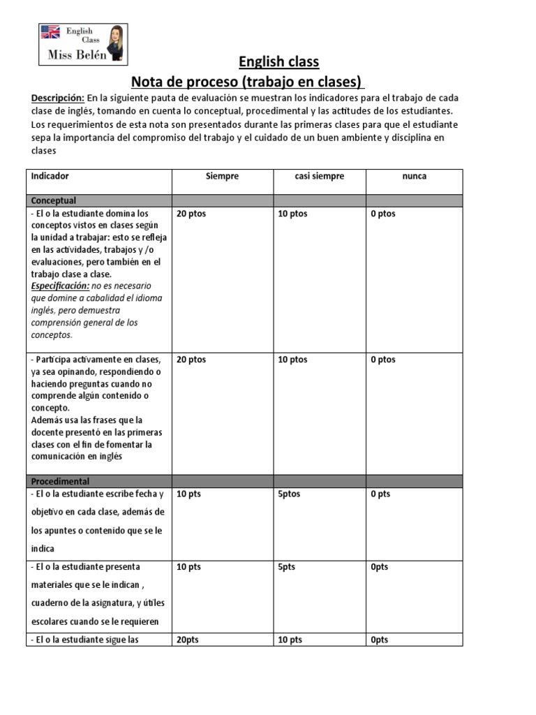 2do Ciclo Pauta de Evaluación Trabajo en Clases 2023 | PDF