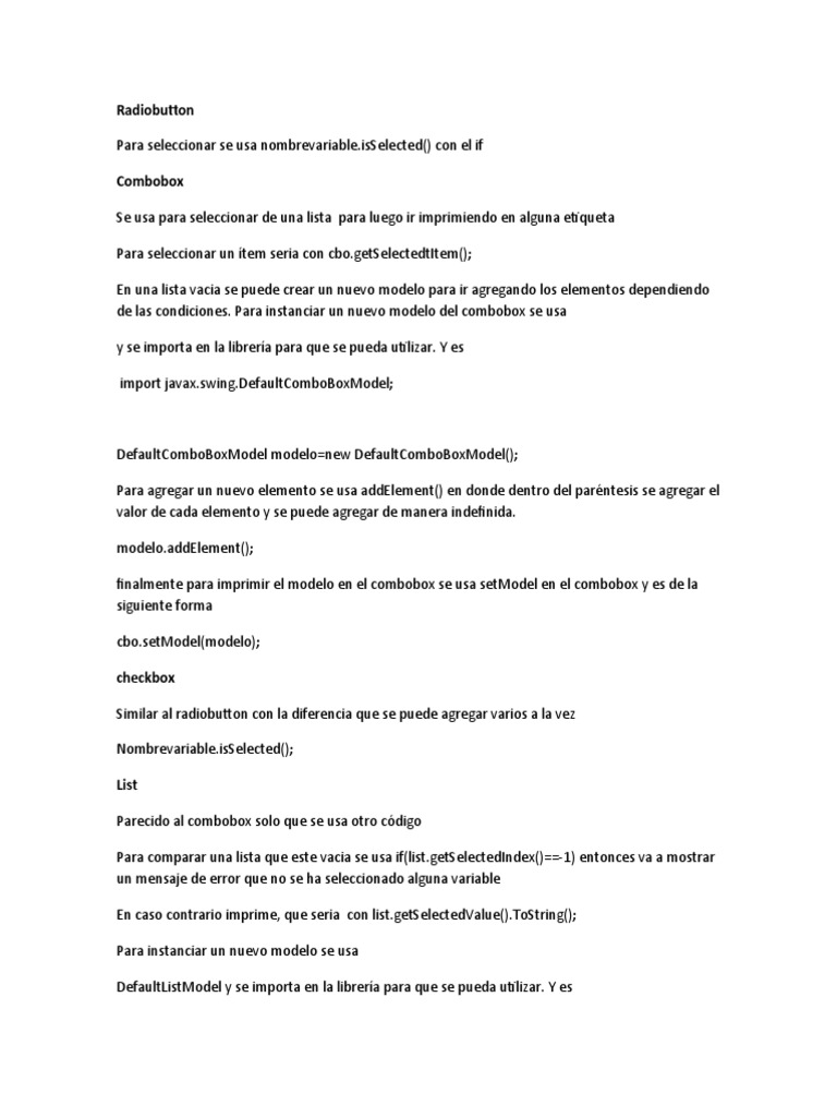 Palabras Clave de Java Interfaz Grafica | PDF