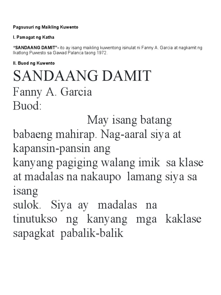 Pagsusuri ng Maikling Kuwento | PDF Pagsusuri ng Maikling Kuwento | PDF