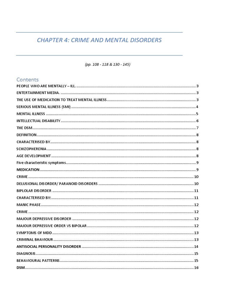 Chapter 4 Own Notes | PDF | Mental Disorder | Bipolar Disorder