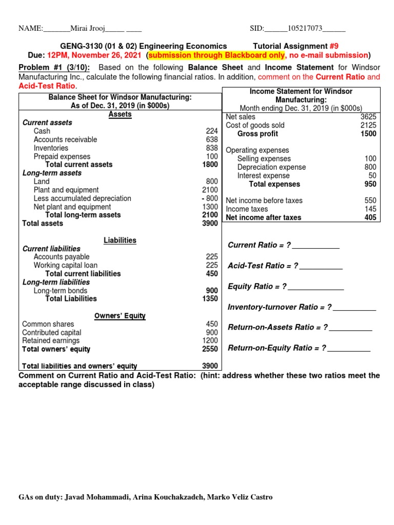 2021 Tutorial 9 Nov26 Problem Sheet | PDF | Equity (Finance) | Depreciation