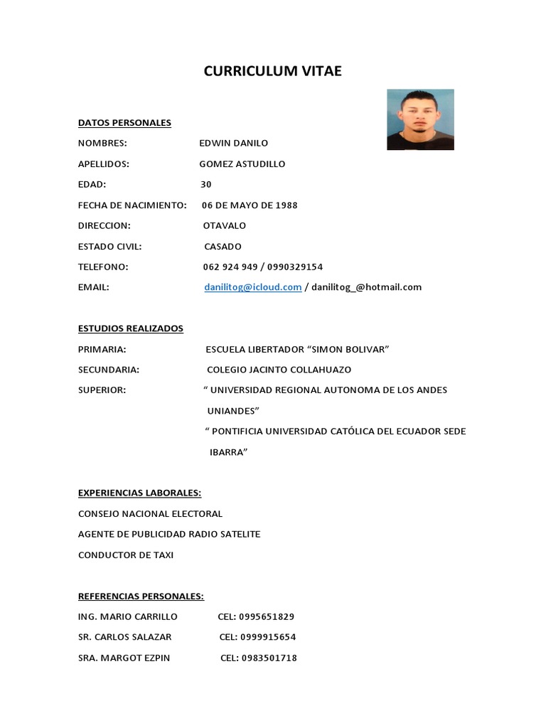 Curriculum Vitae Danilo | PDF