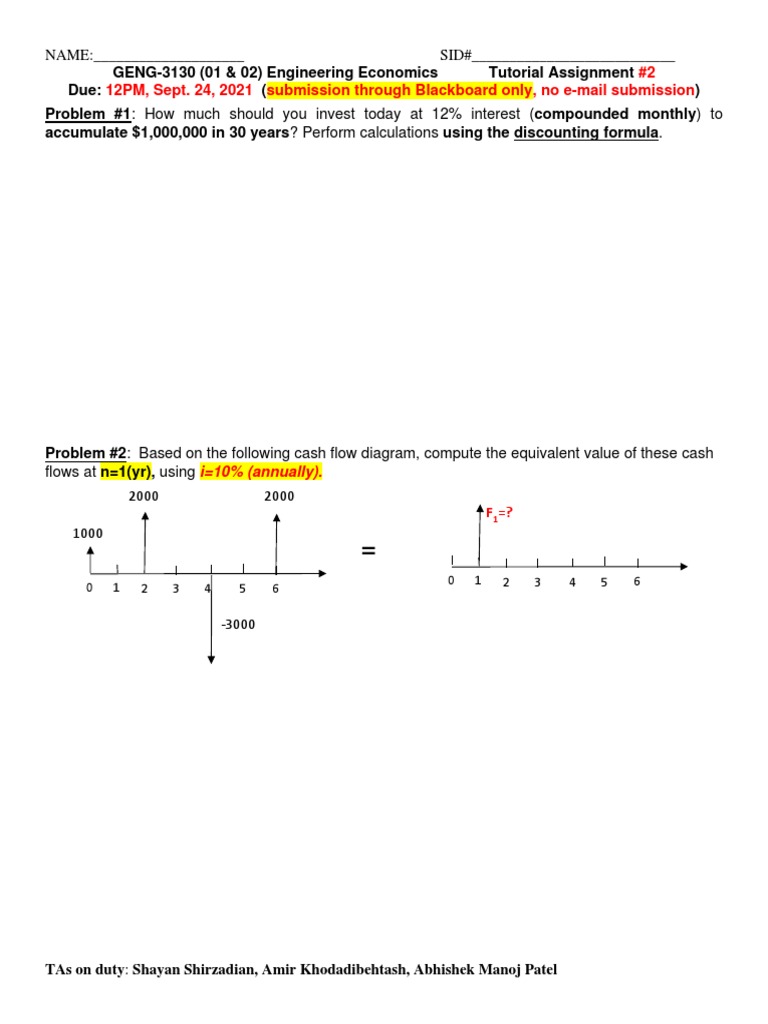 Engineering Economics Tutorial Assignment 2 | PDF