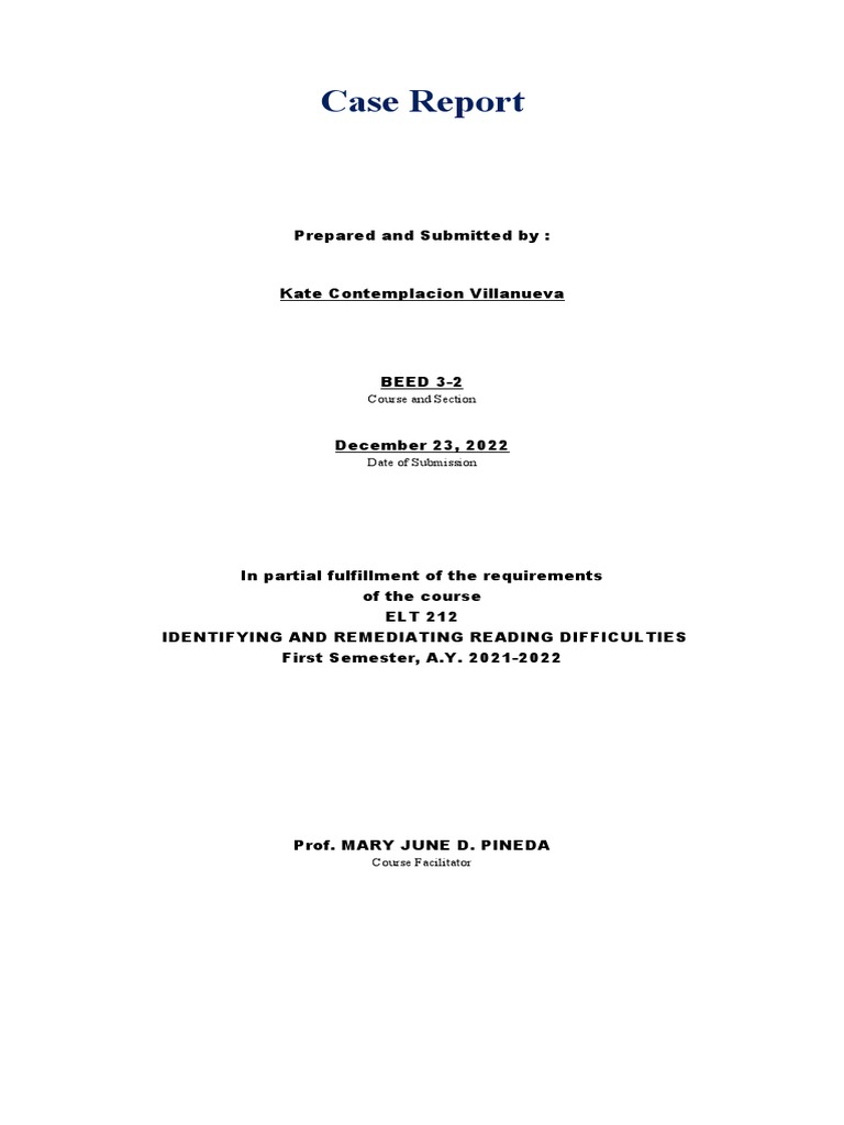 Case Report For ELT 212 Cover Page | PDF | Teachers | Learning
