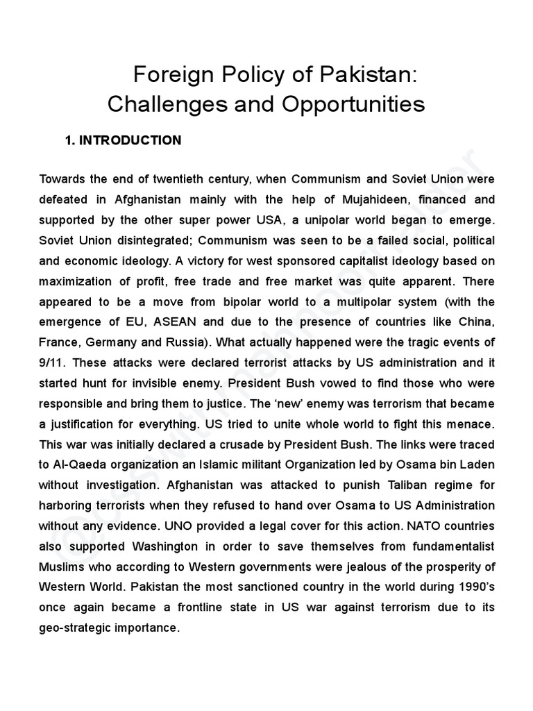 Pakistan's Foreign Policy: Challenges & Opportunities | PDF | Pakistan ...