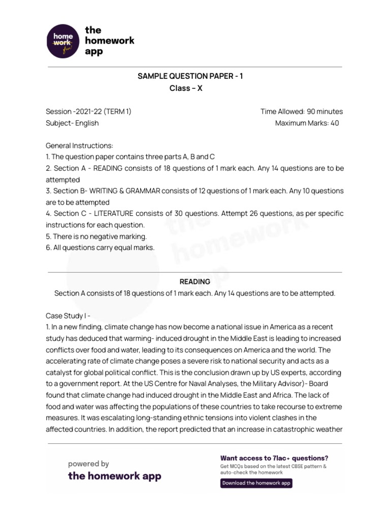 Sample Paper 6 | PDF | Climate Change | Nature