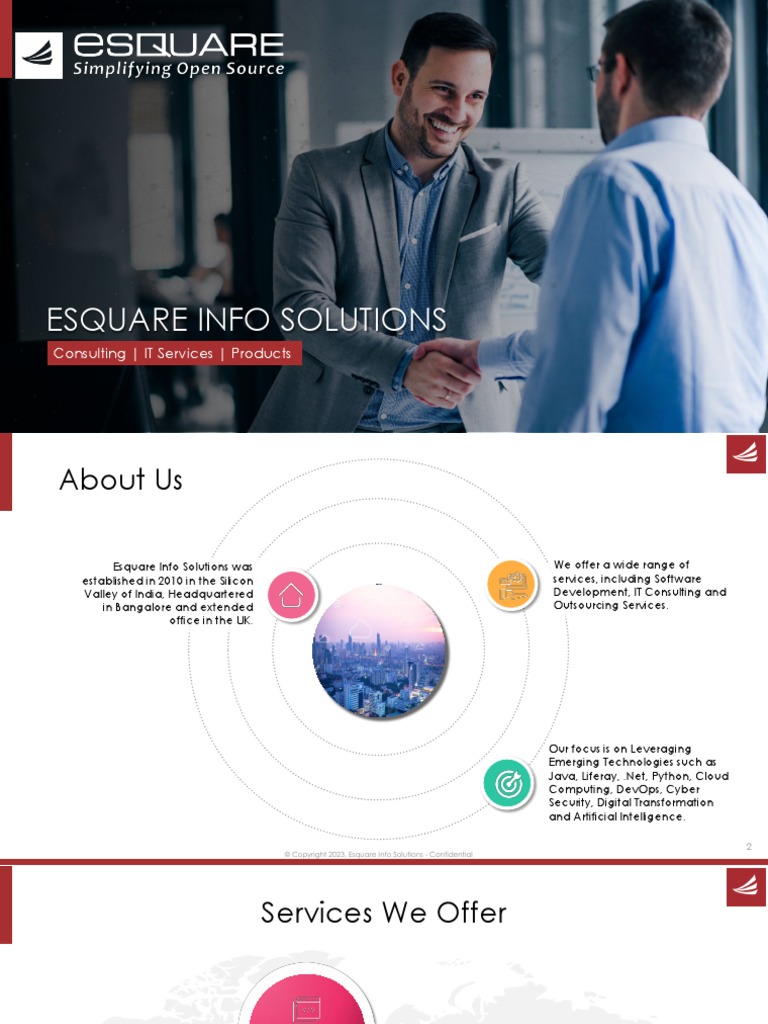 Esquare Info Solution Presentation 2023 | PDF | Cloud Computing | Outsourcing