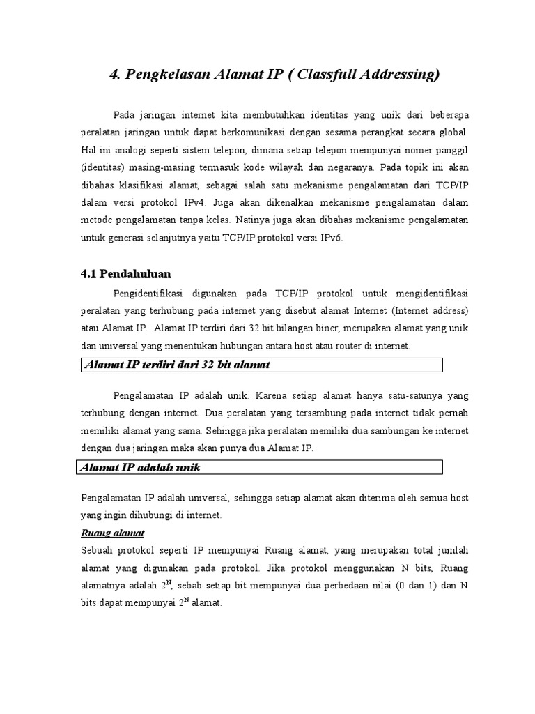PengkelasanAlamat IPv4 | PDF