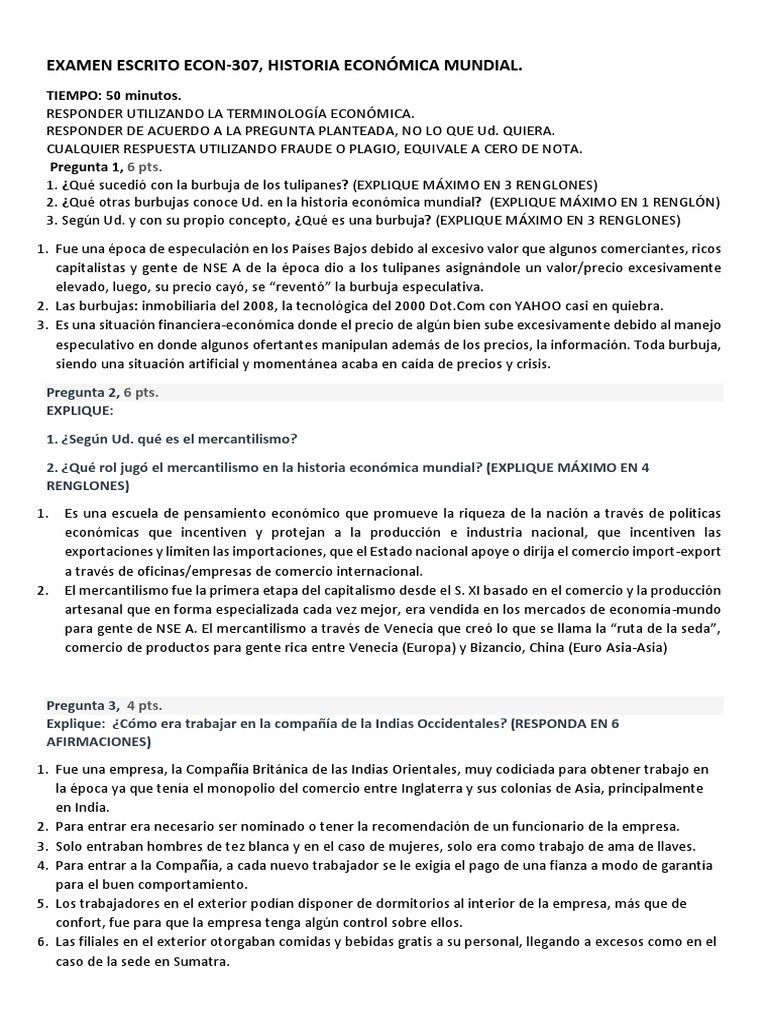 Examen EP1. ECON-307, 2021-20 | Descargar gratis PDF | República de venecia | Burbuja económica