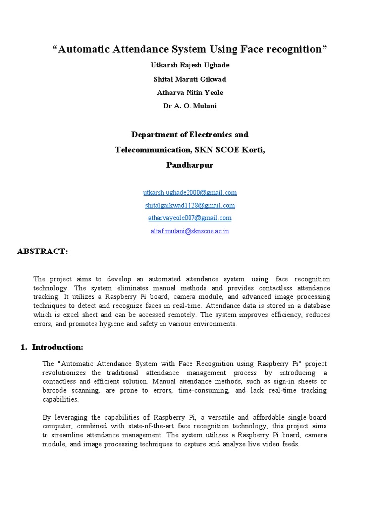 6 - Automatic Attendance System Using Face Recognition | Download Free ...