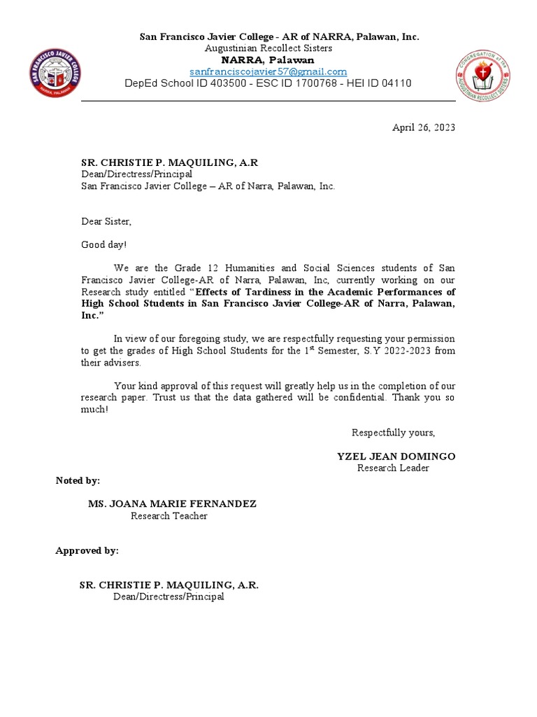 Request Letter For Grades | PDF