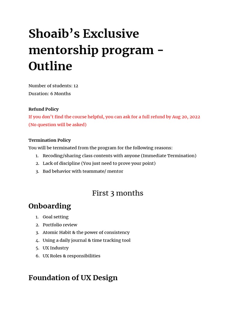 Ui Mentorship Program - Outline | PDF | Usability | Empathy