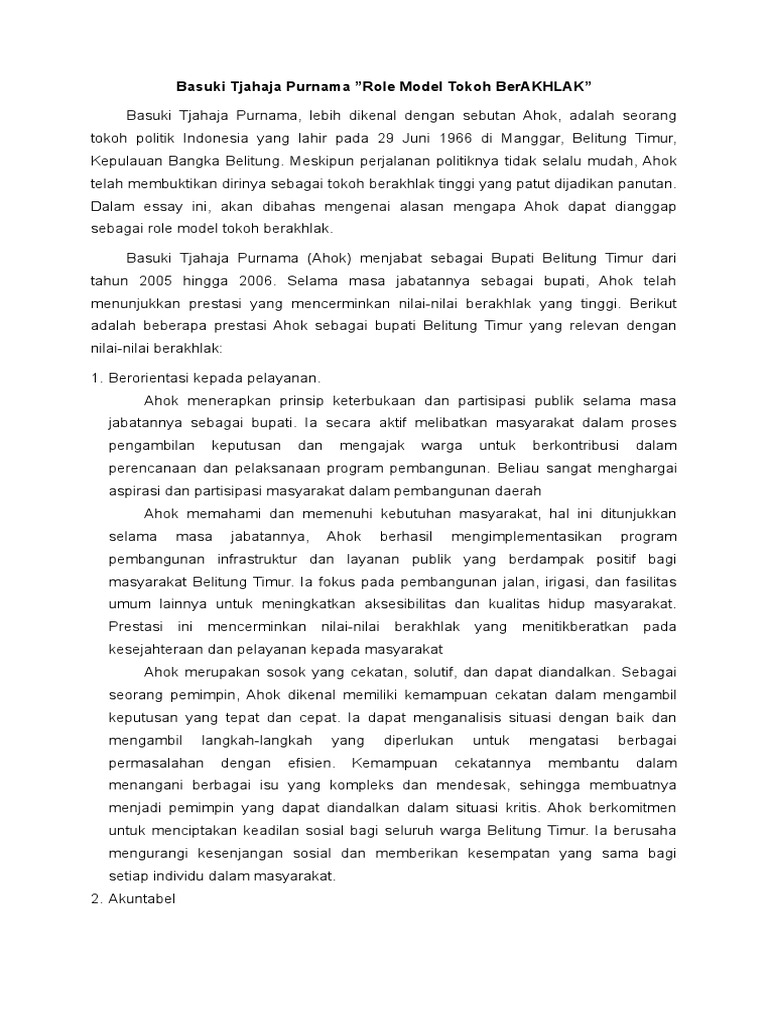 Essay Role Model Tokoh Berakhlak | PDF