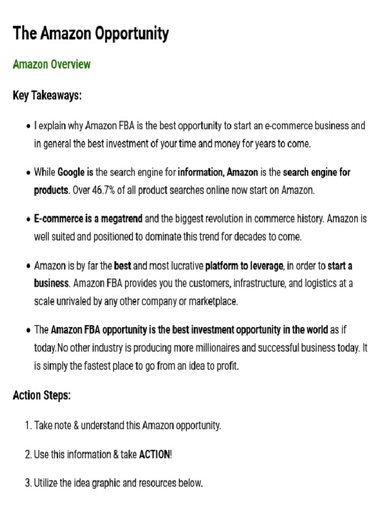 The Amazon Opportunity | PDF