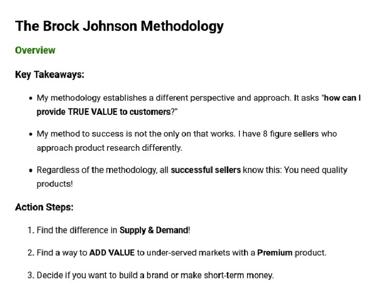 The Brock Johnson Methodology | PDF