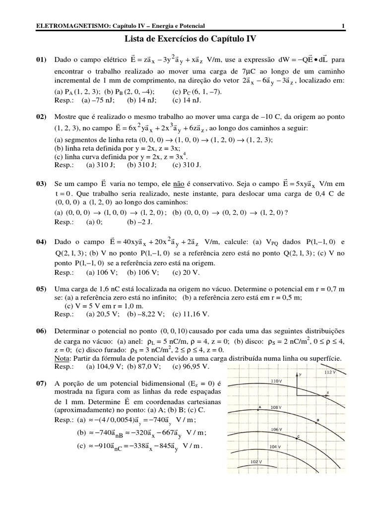 Lista de Exercícios-Cap4 | PDF | Campo elétrico | Triângulo