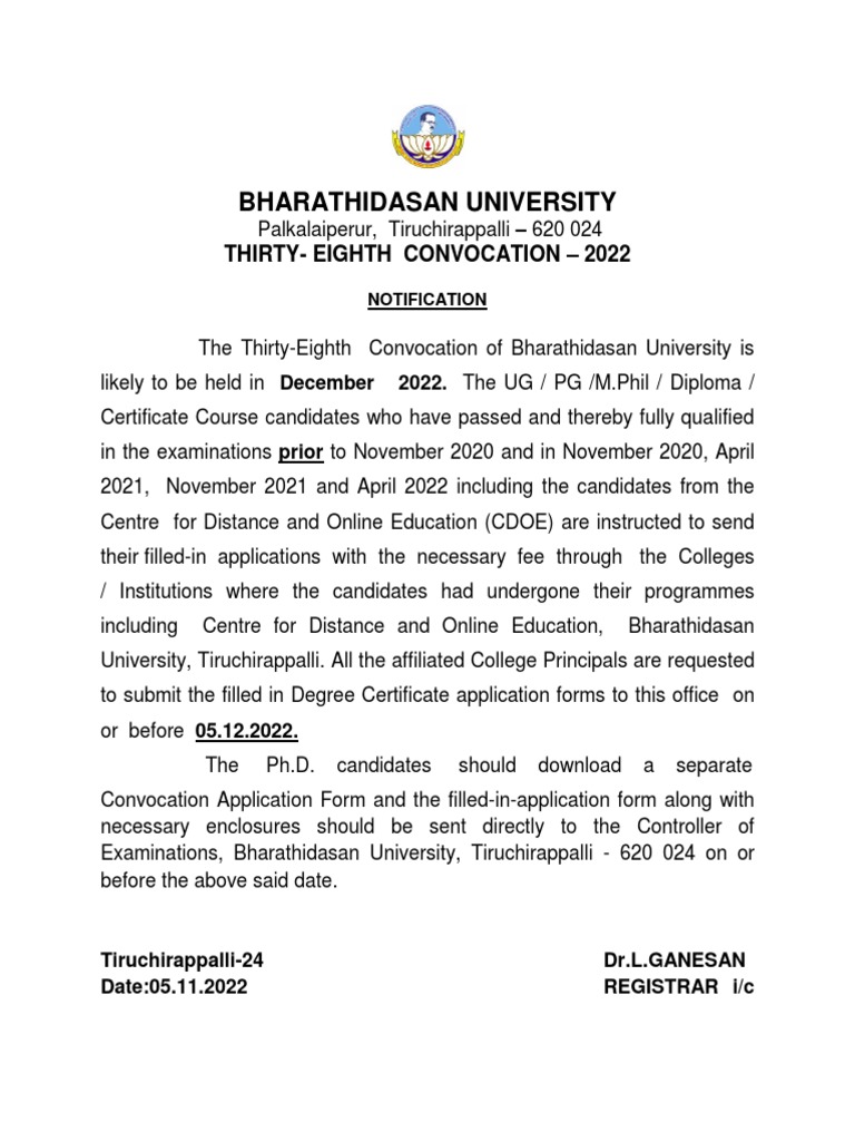 Convocation 38 Notification | PDF | Qualifications | Vocational Education