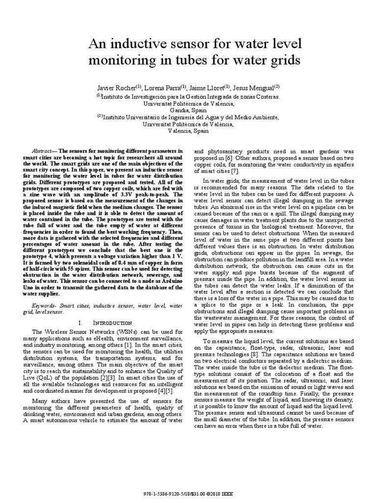 An Inductive Sensor For Water | PDF | Inductor | Sensor