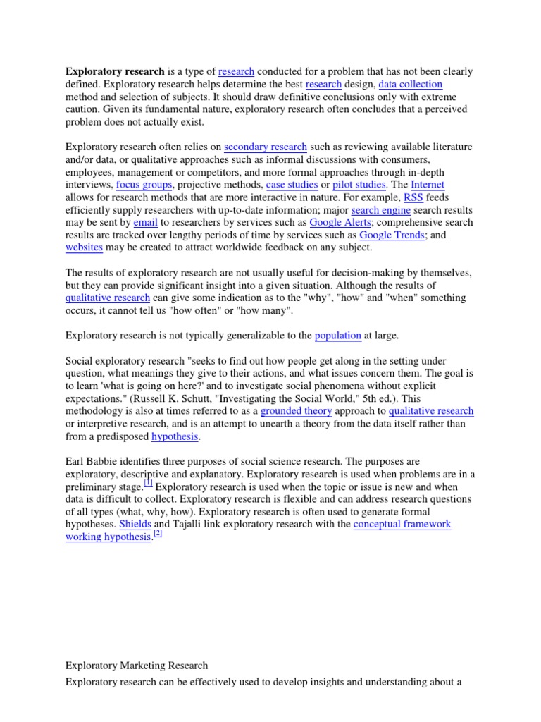 Exploratory Research | PDF | Methodology | Cognitive Science