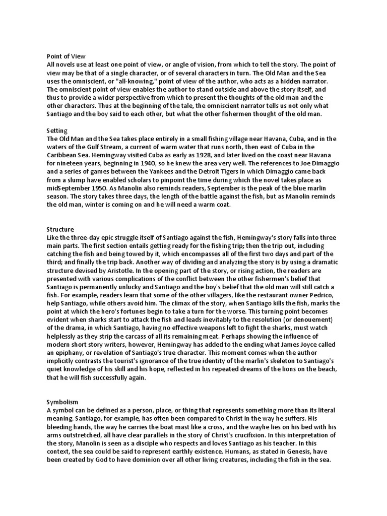Setting Symbolism and Historical Context of Old Man and The Sea | PDF ...