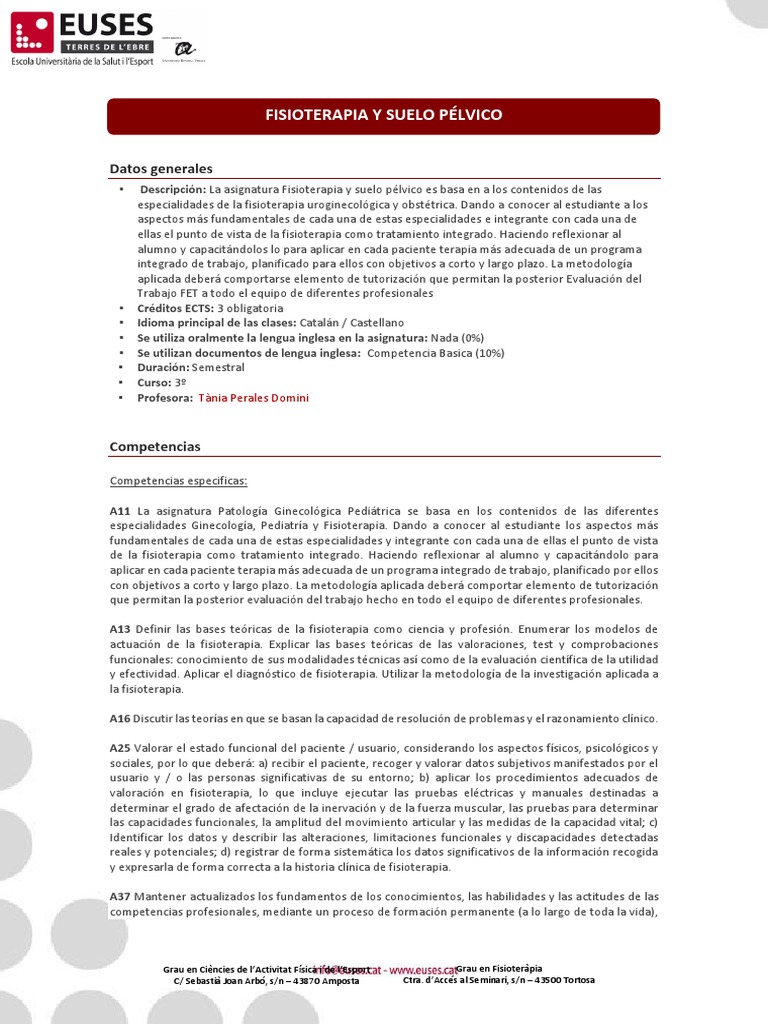 Fisioterapia I Sol Pelvia - Cast | PDF | Terapia física