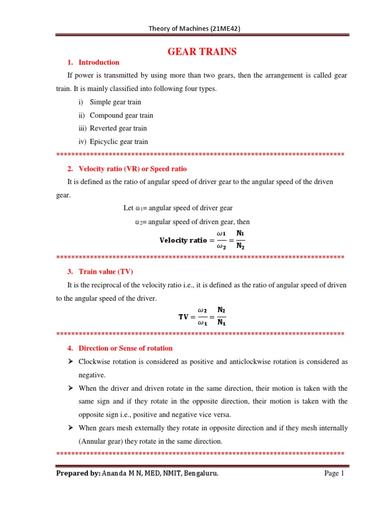 Gear Trains | PDF | Gear | Torque
