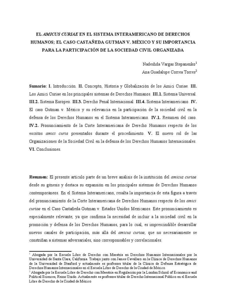 Amicus Curiae y Derechos Humanos en América | PDF | Amicus Curiae | México