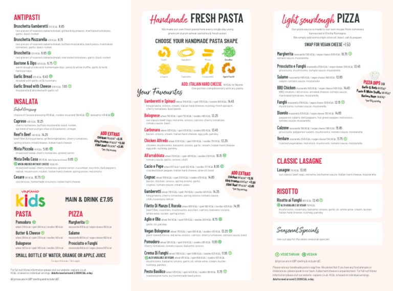 Vapiano Main Menu 11.22 Food | PDF | Pesto | Pasta