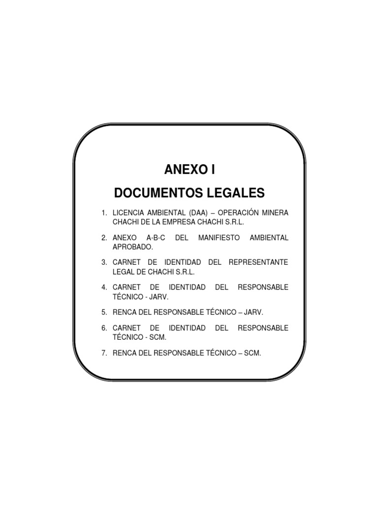 A1.0 Anexo I - Documentos Legales 2022 | PDF