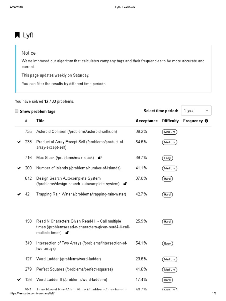 Lyft - LeetCode | PDF | Algorithms And Data Structures | Computer ... Lyft - LeetCode | PDF | Algorithms And Data Structures | Computer ...