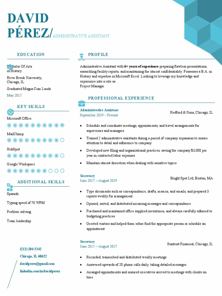 Current Professional Resume Template Turquoise | PDF | Résumé