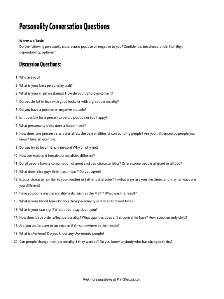 Personality Questions | PDF