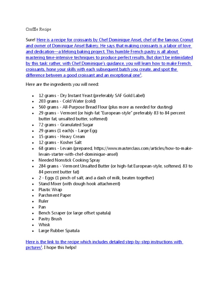 Croffle Recipe | PDF