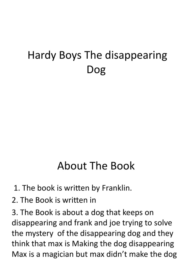Hardy Boys The Disappearing Dog | PDF
