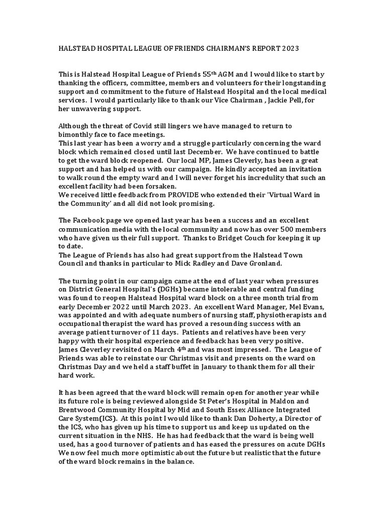 Chairmans Report | PDF | Hospital | Health Sciences