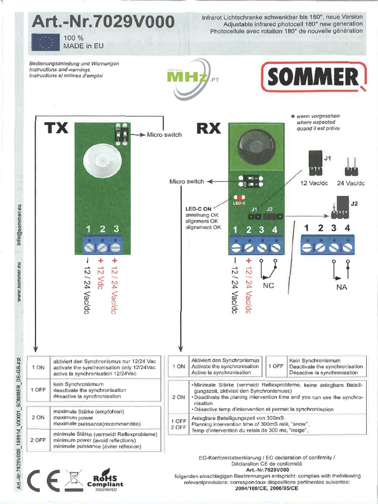 Manual 7029v000 Fotocelulas Sommer Regulaveis 180 | PDF